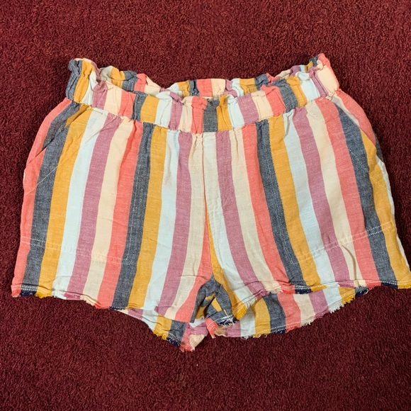 True Craft | Shorts | True Craft Elastic Waist Linen Striped Shorts ...